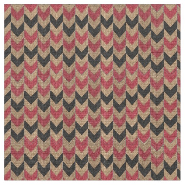 Tan & Dark Red Lined Pattern Fabric | Zazzle