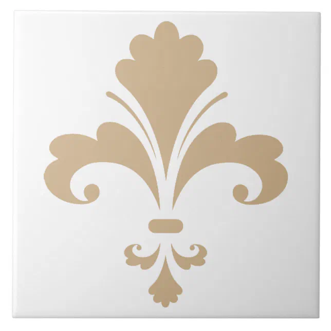 Tan Brown Fleur de lis Ceramic Tile | Zazzle