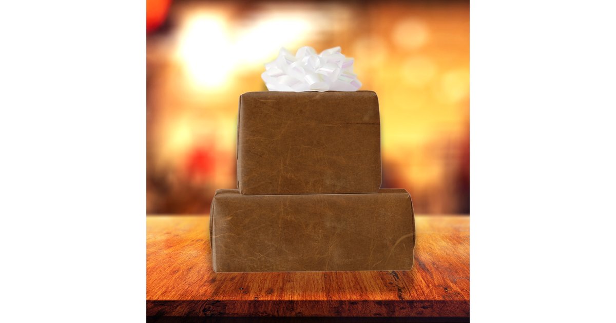 Tan Faux Leather Wrapping Paper | Zazzle