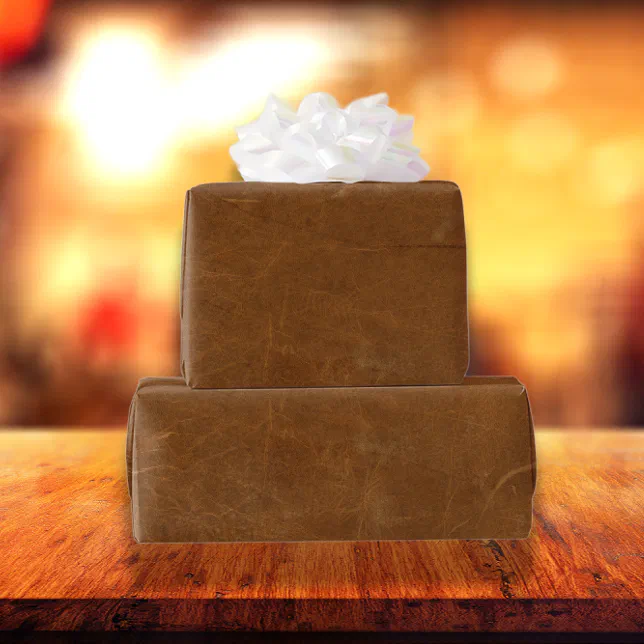 Tan Faux Leather Wrapping Paper | Zazzle