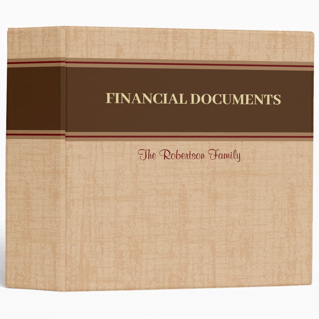 Tan Financial Documents Binder with Custom Banner | Zazzle