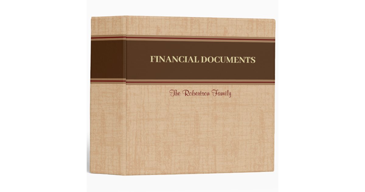 Tan Financial Documents Binder with Custom Banner | Zazzle