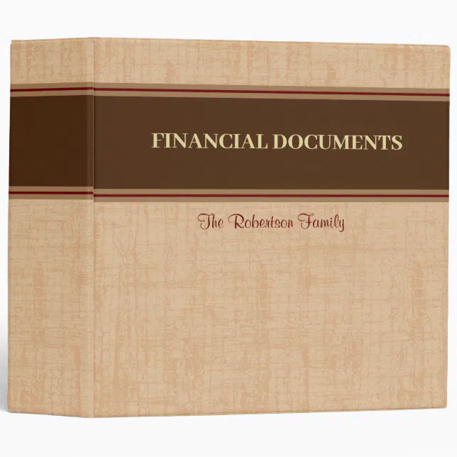 Tan Financial Documents Binder with Custom Banner | Zazzle