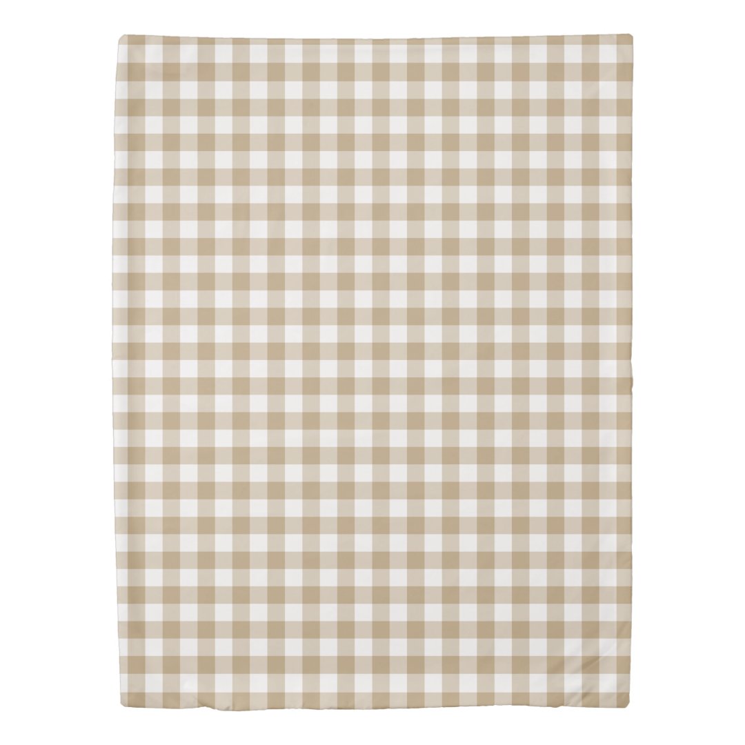 Tan Gingham Checked Pattern Duvet Cover | Zazzle