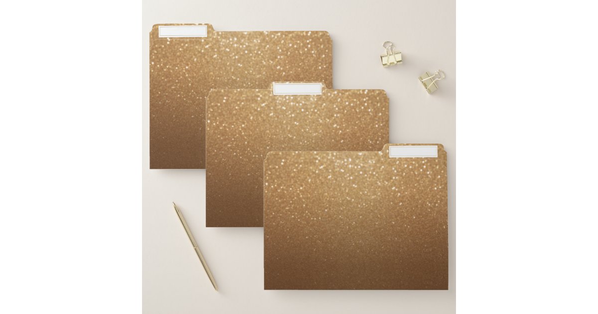 Tan Gold Glitter File Folder | Zazzle