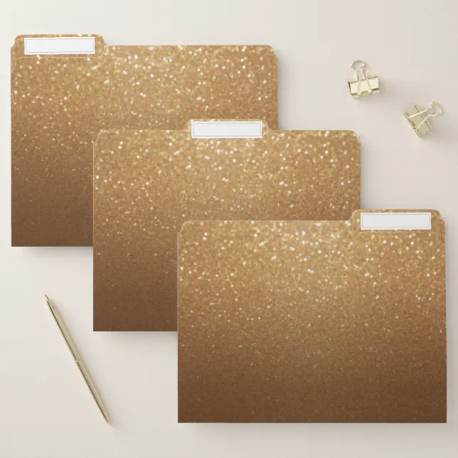 Tan Gold Glitter File Folder | Zazzle