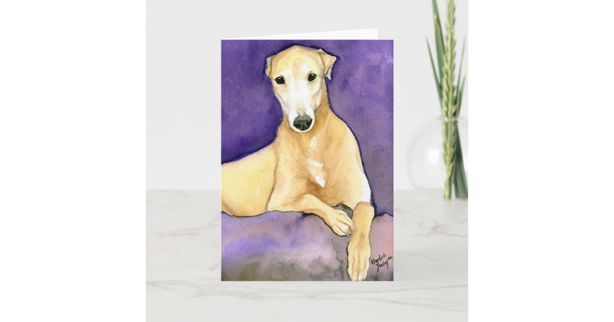 "Tan Greyhound" Dog Art Greeting Card | Zazzle