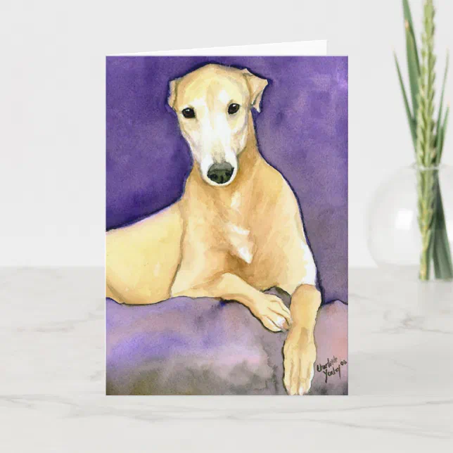 "Tan Greyhound" Dog Art Greeting Card | Zazzle