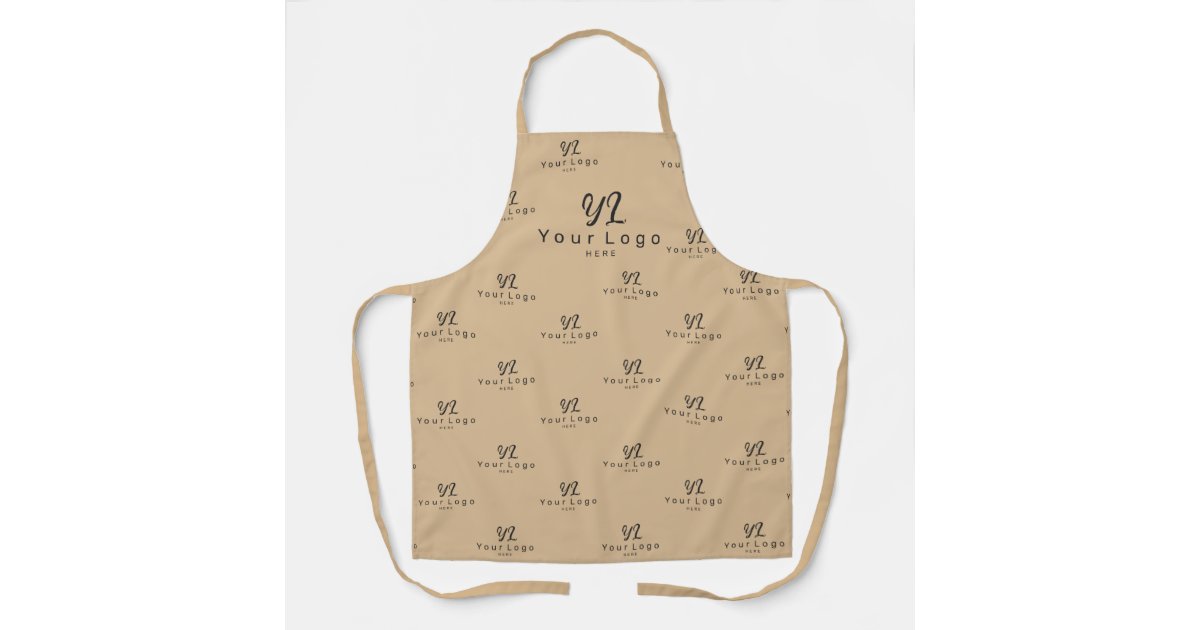 Tan Logo pattern Business Company Employee Staff Apron | Zazzle