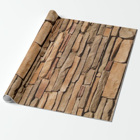 Tan Retaining Stone Rock Wall Wrapping Paper | Zazzle.com