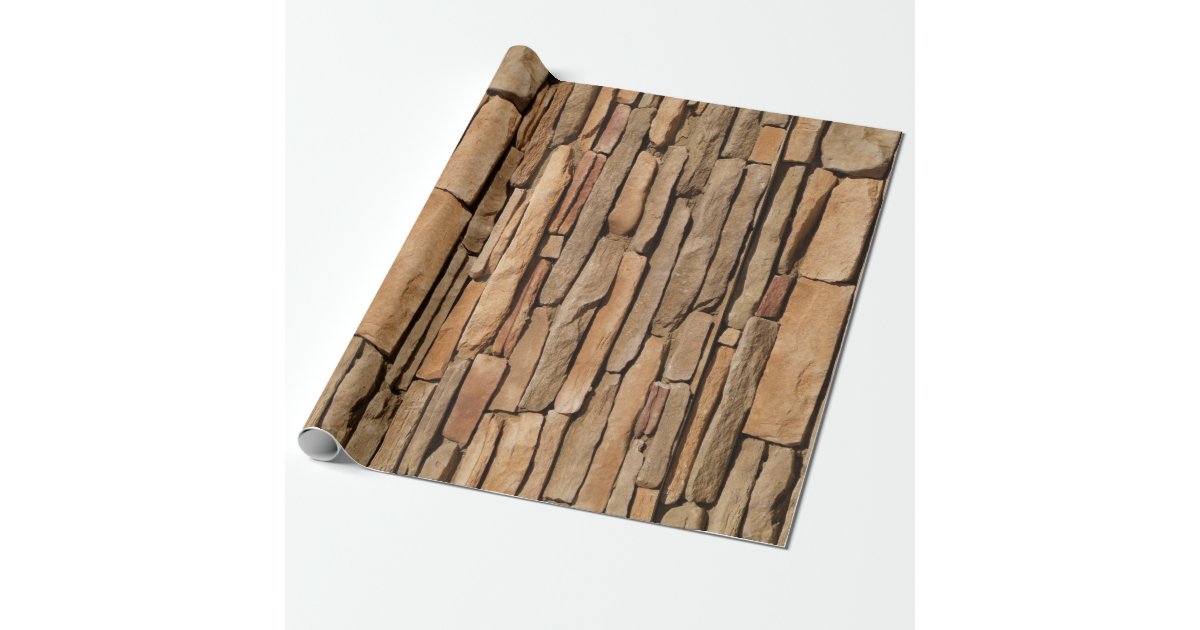 Tan Retaining Stone Rock Wall Wrapping Paper | Zazzle