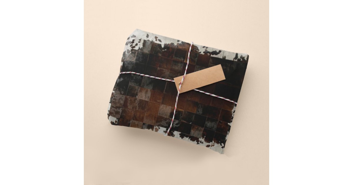 Tan White Cowhide Print wrapping paper | Zazzle
