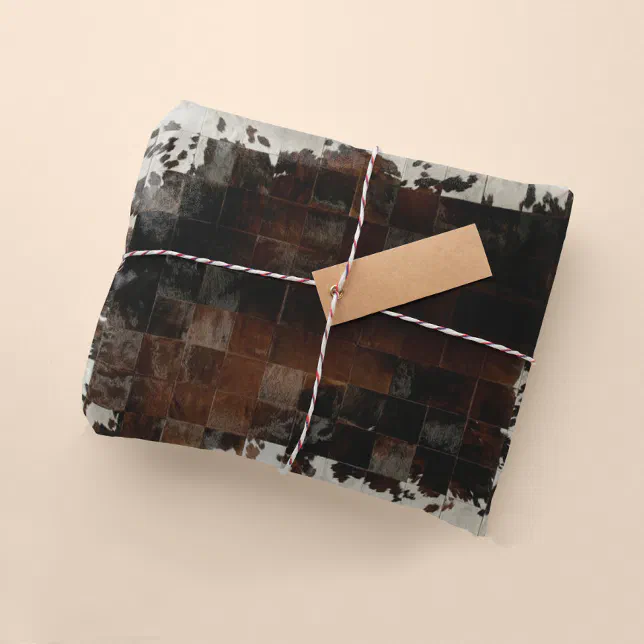 Tan White Cowhide Print wrapping paper | Zazzle