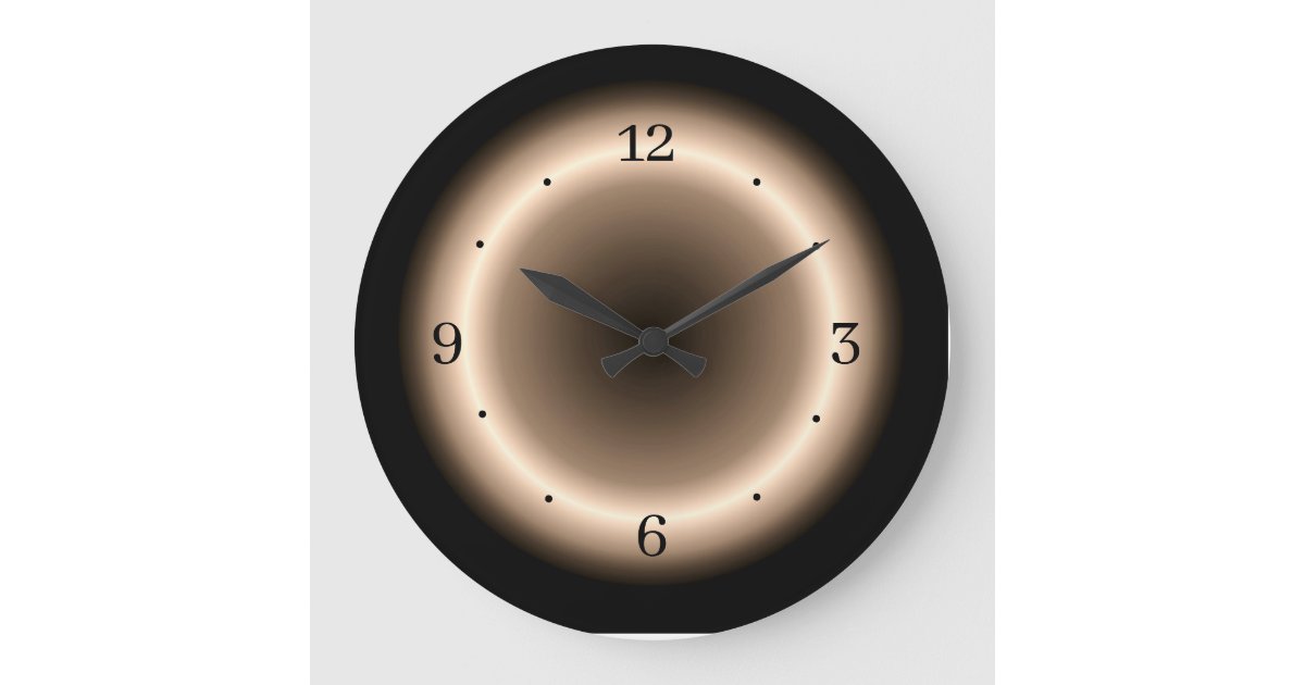 Tan with Bright Halo Effect in Cream Large Clock | Zazzle