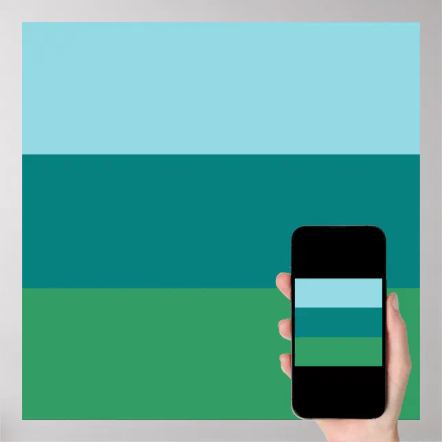 Tanager Turquoise, Teal Blue and Kelly Green Horiz Poster | Zazzle