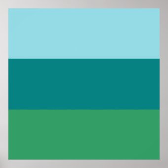 Tanager Turquoise, Teal Blue and Kelly Green Horiz Poster | Zazzle