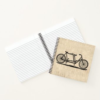Tandem Bicycle Two Person Bicycle Antique Bike Notebook | Zazzle