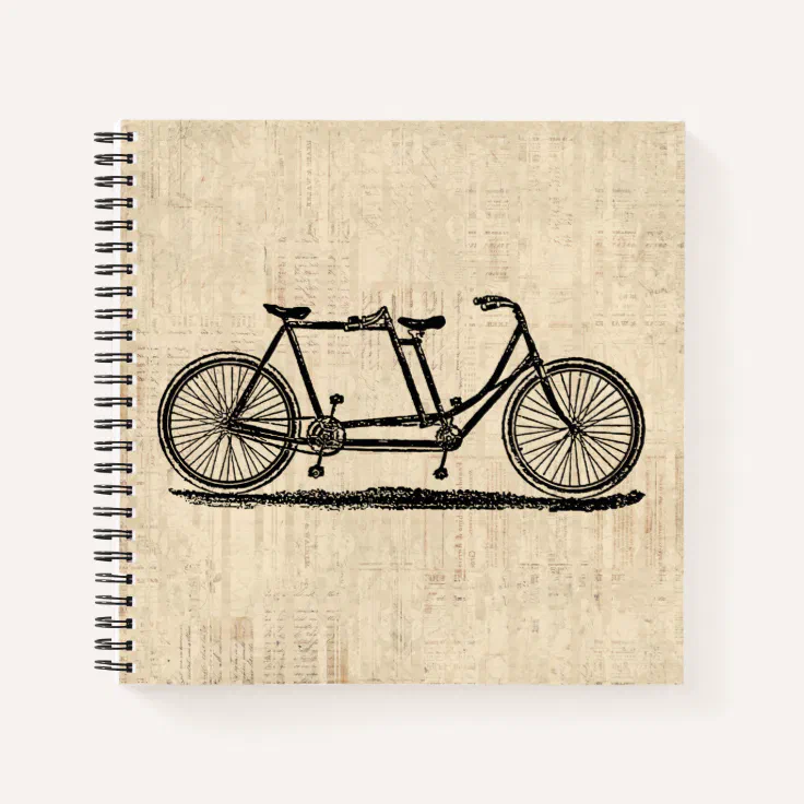 Tandem Bicycle Two Person Bicycle Antique Bike Notebook | Zazzle