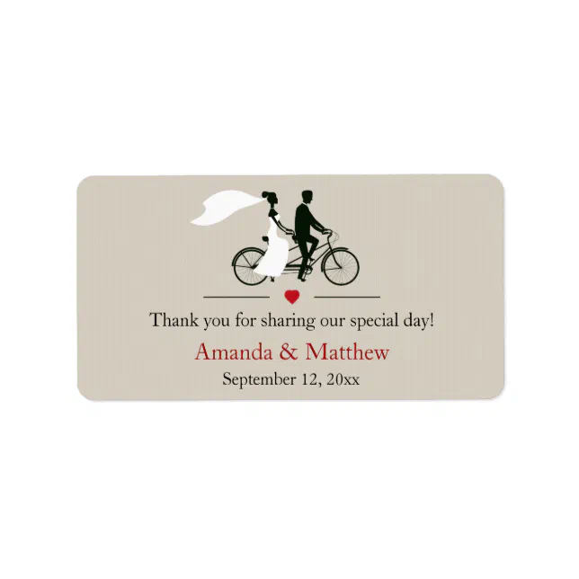 Tandem Bicycle Wedding Favor Labels | Zazzle