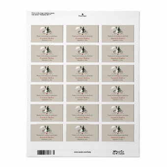 Tandem Bicycle Wedding Favor Labels | Zazzle
