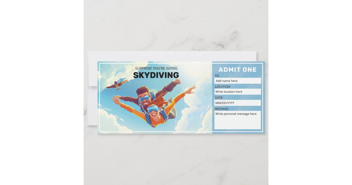 Tandem Skydiving Gift Certificate Invitation | Zazzle