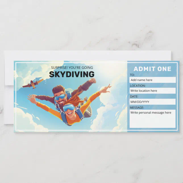 Tandem Skydiving Gift Certificate Invitation | Zazzle