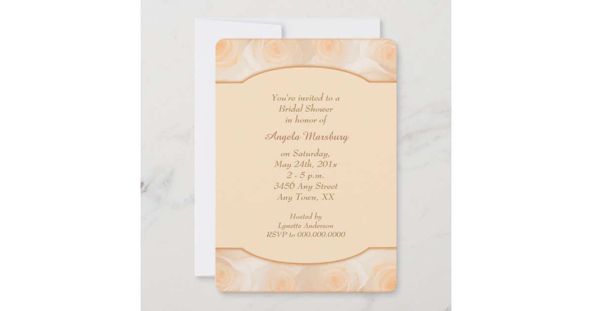 Tangerine Roses Border Bridal Shower Invitation | Zazzle