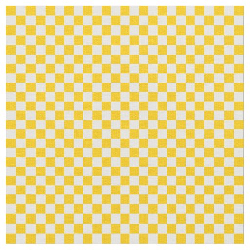Tangerine Yellow and White Checkerboard Fabric | Zazzle