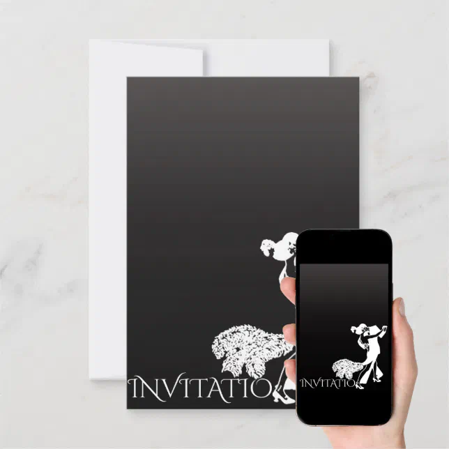 Tango Classic Dance Black Gray Ombre Invitation | Zazzle