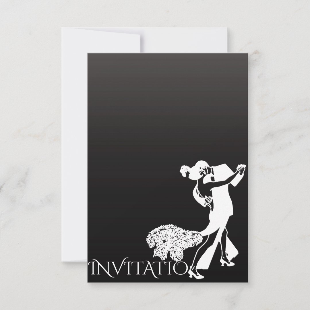 Tango Classic Dance Black Gray Ombre Invitation | Zazzle