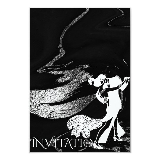 Tango Dance Art Nouveau Black Marble Invitation | Zazzle.com