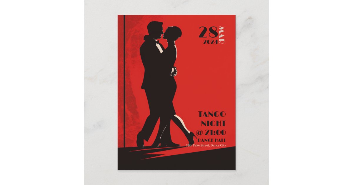 Tango Night Invitation Postcard | Zazzle