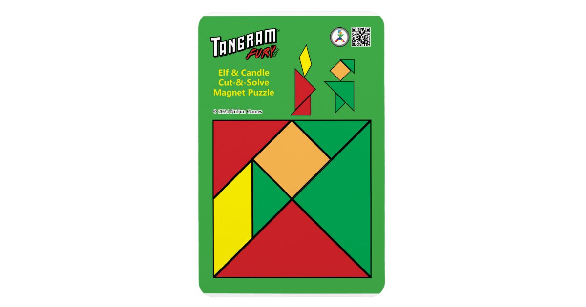 Tangram Christmas Elf Magnet – Elf with Candle | Zazzle