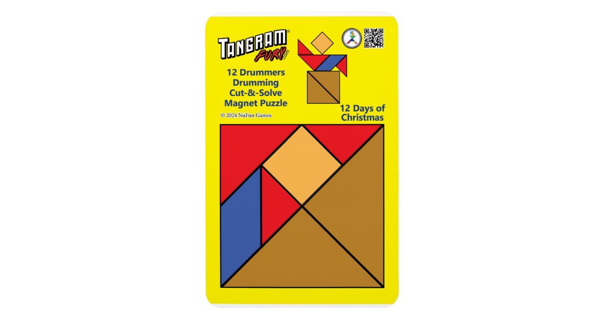 Tangram Magnet Puzzle - 12 Drummers Drumming | Zazzle