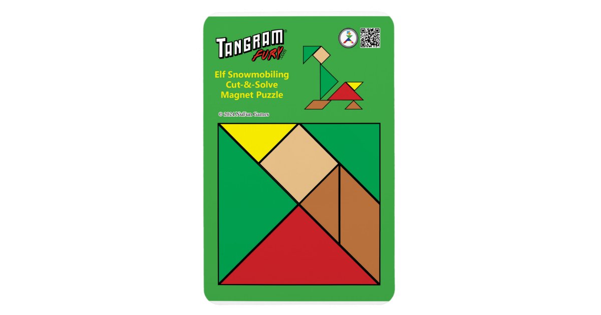 Tangram Quirky Elf Magnet – Snowmobiling | Zazzle