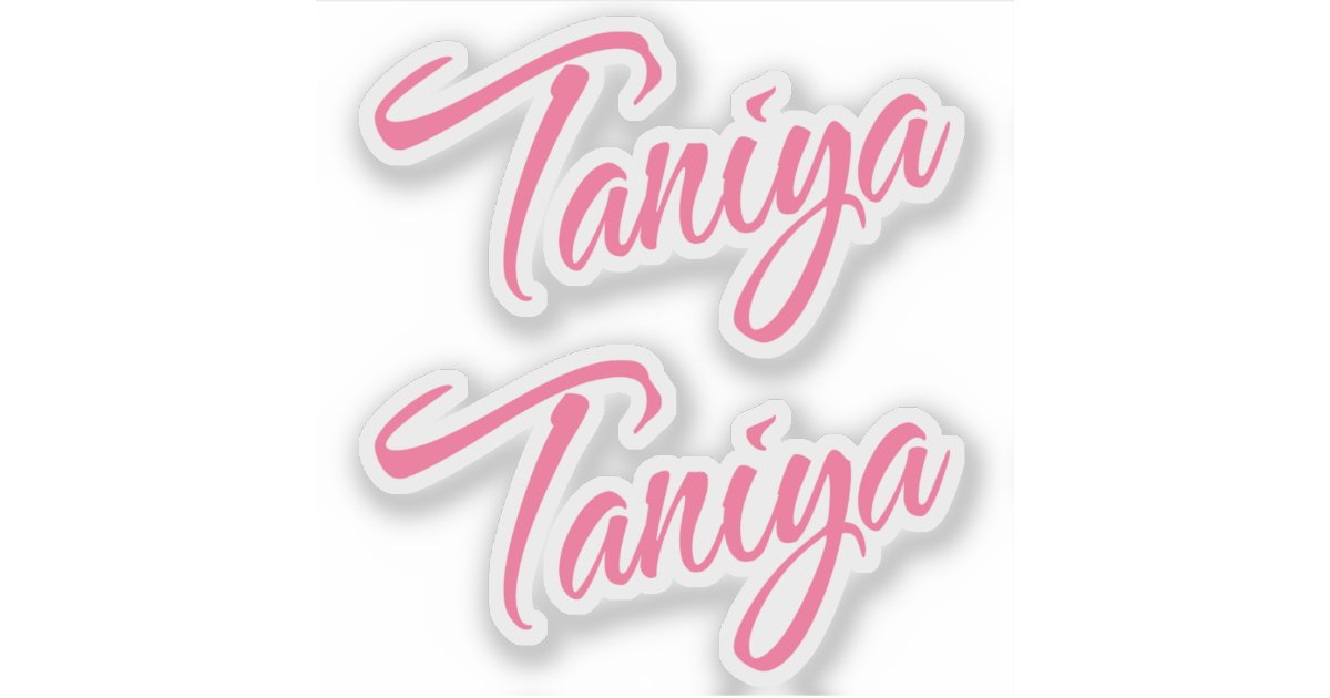 Taniya name in pink cursive x2 sticker | Zazzle