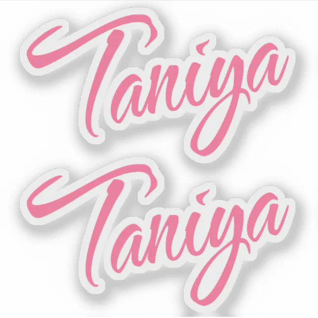 Taniya name in pink cursive x2 sticker | Zazzle
