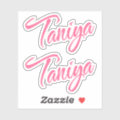 Taniya name in pink cursive x2 sticker | Zazzle