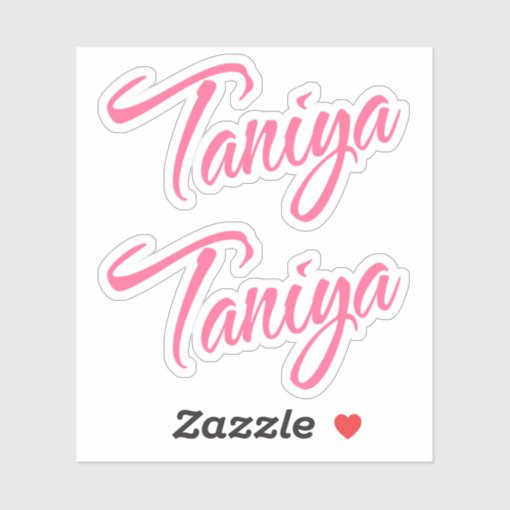 Taniya name in pink cursive x2 sticker | Zazzle
