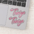 Taniya name in pink cursive x2 sticker | Zazzle