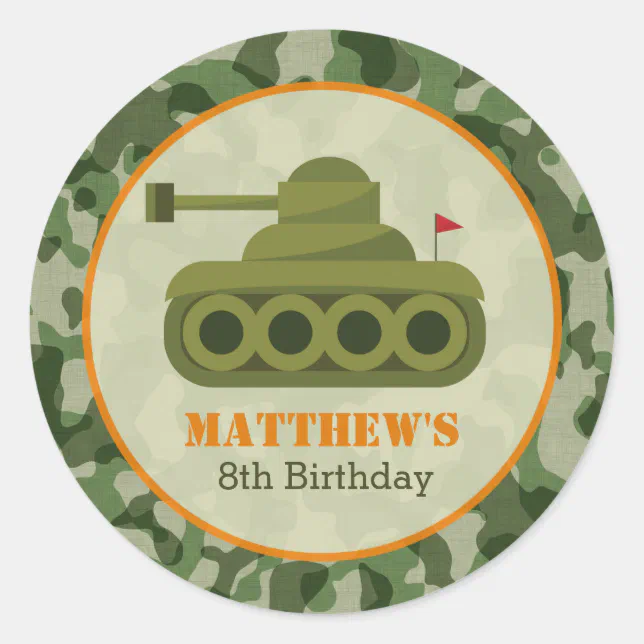 Tank Birthday Stickers - Boy Army Military Soldier | Zazzle