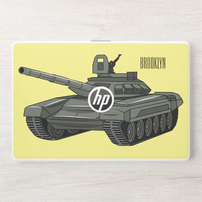 Tank cartoon illustration HP laptop skin | Zazzle