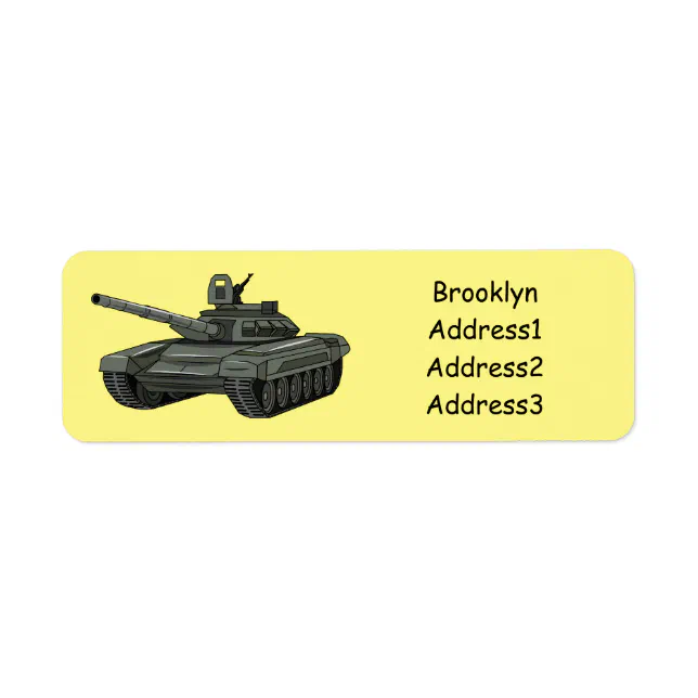 Tank cartoon illustration label | Zazzle