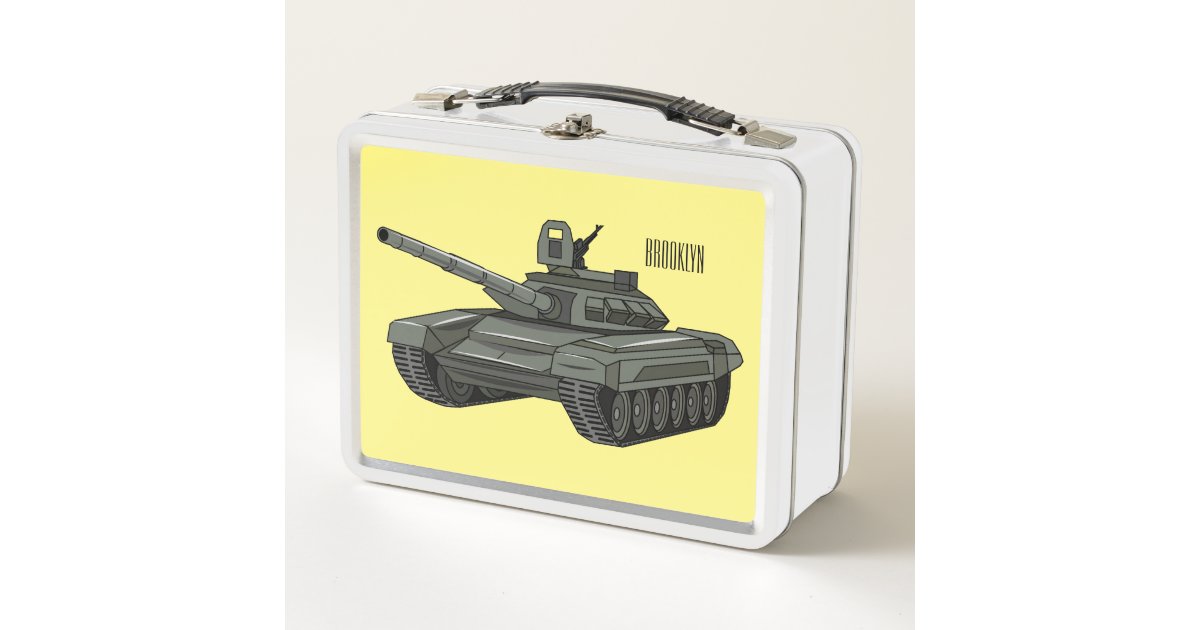 Tank cartoon illustration metal lunch box | Zazzle