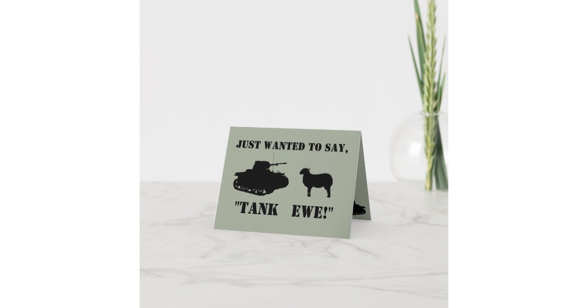 Tank Ewe Funny Thank You Cards | Zazzle