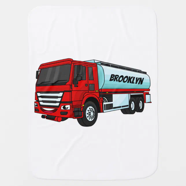 Tanker truck fuel transport cartoon illustration baby blanket | Zazzle