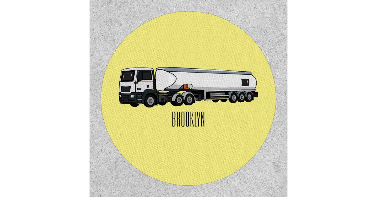 Tanker truck fuel transport cartoon illustration patch | Zazzle