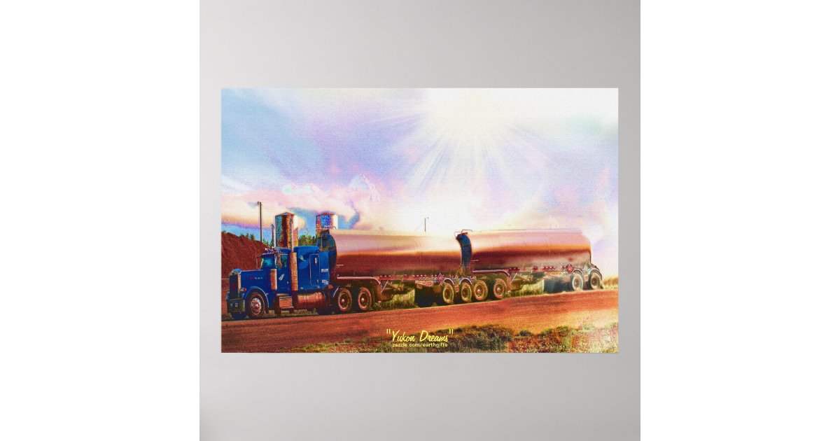 Tanker Truck Highway Driving Transport Art Poster | Zazzle