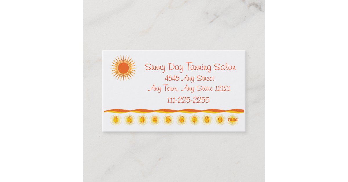 Tanning Salon - Customer Loyalty Punch Card - | Zazzle