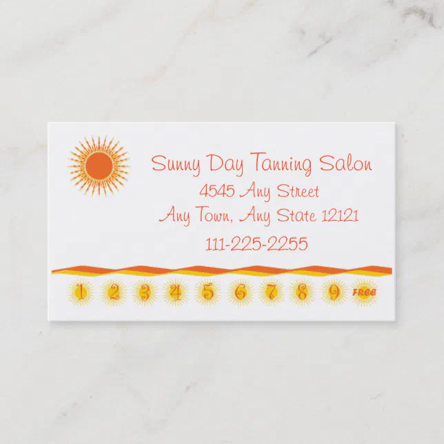 Tanning Salon - Customer Loyalty Punch Card - | Zazzle